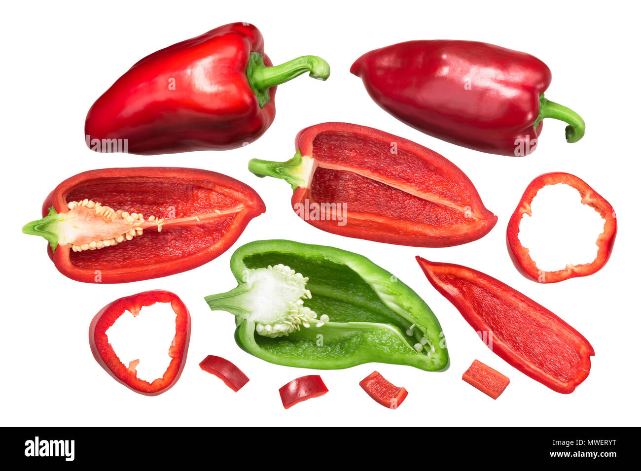 Bell peppers Grueso de Plaza, a Spanish heirlooms, fresh, whole and ...