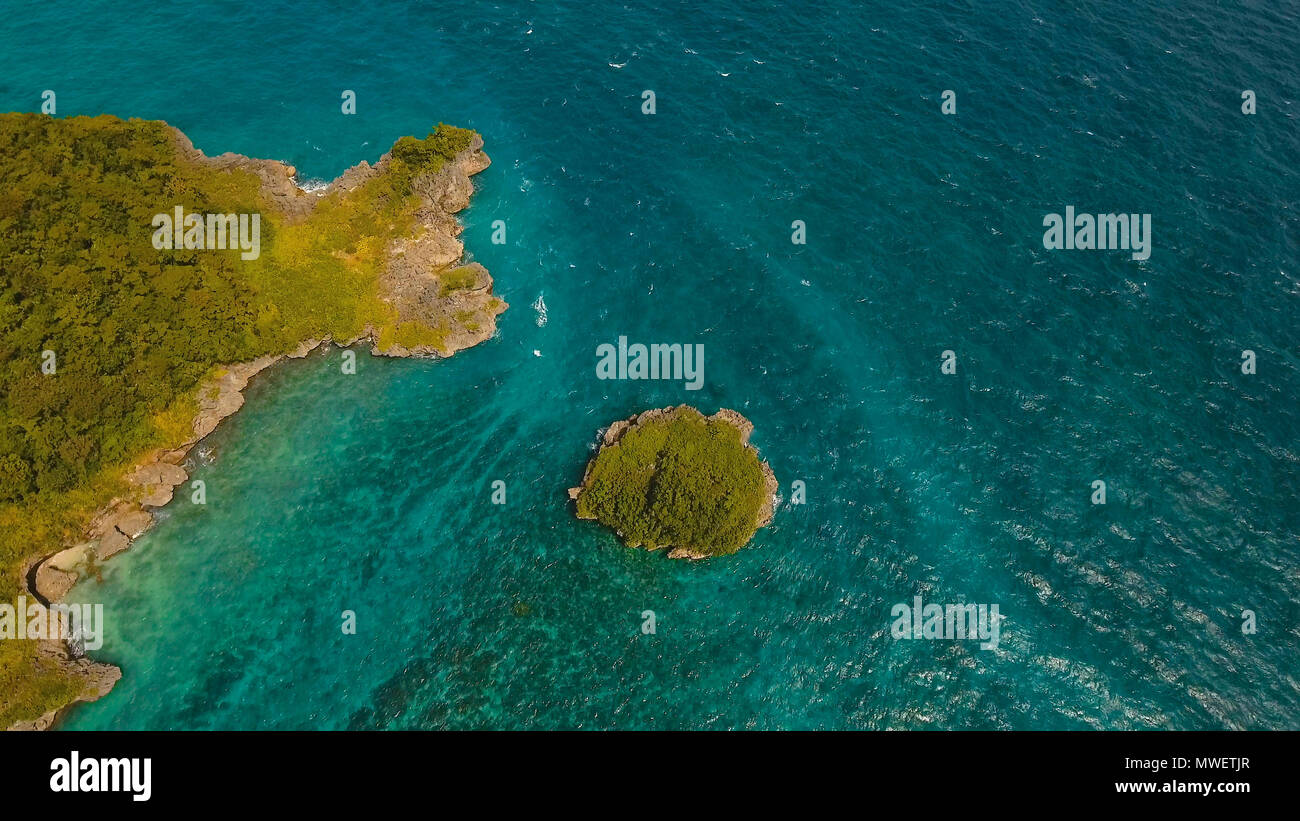Aerial view of beautiful tropical island with with azure water,Boracay ...