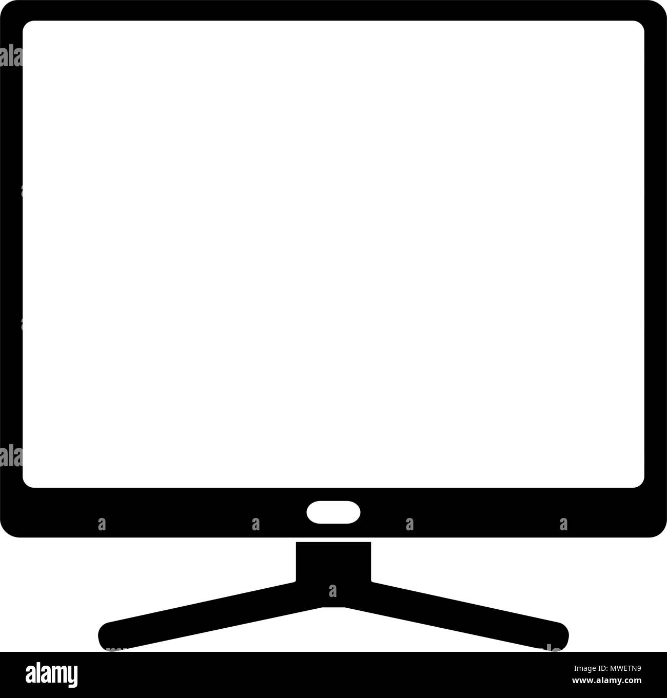 Black pc display silhouette isolated on white Stock Vector Image & Art ...