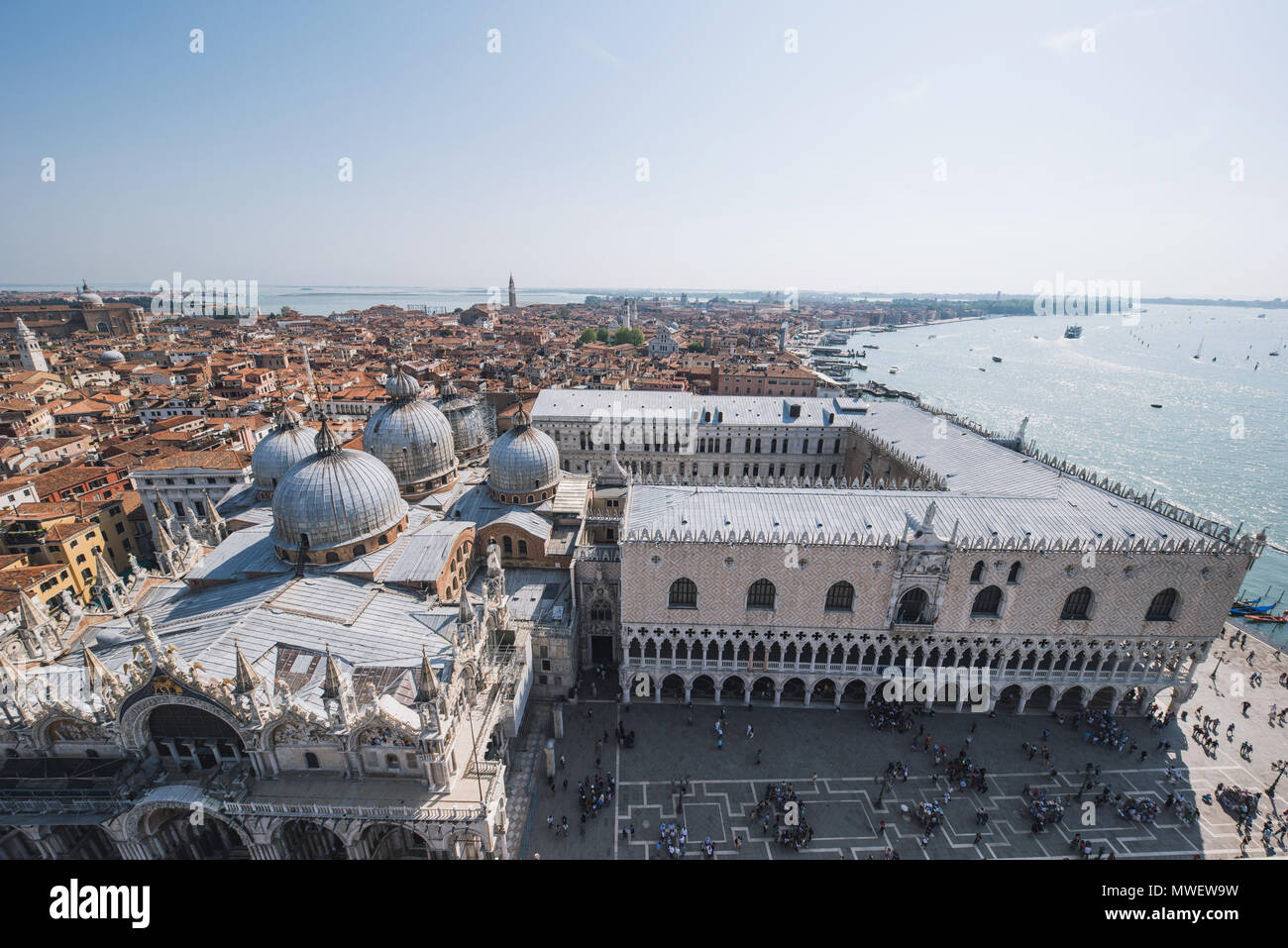 Venice view from above - domes of Saint Mark's Basilica and ancient ...