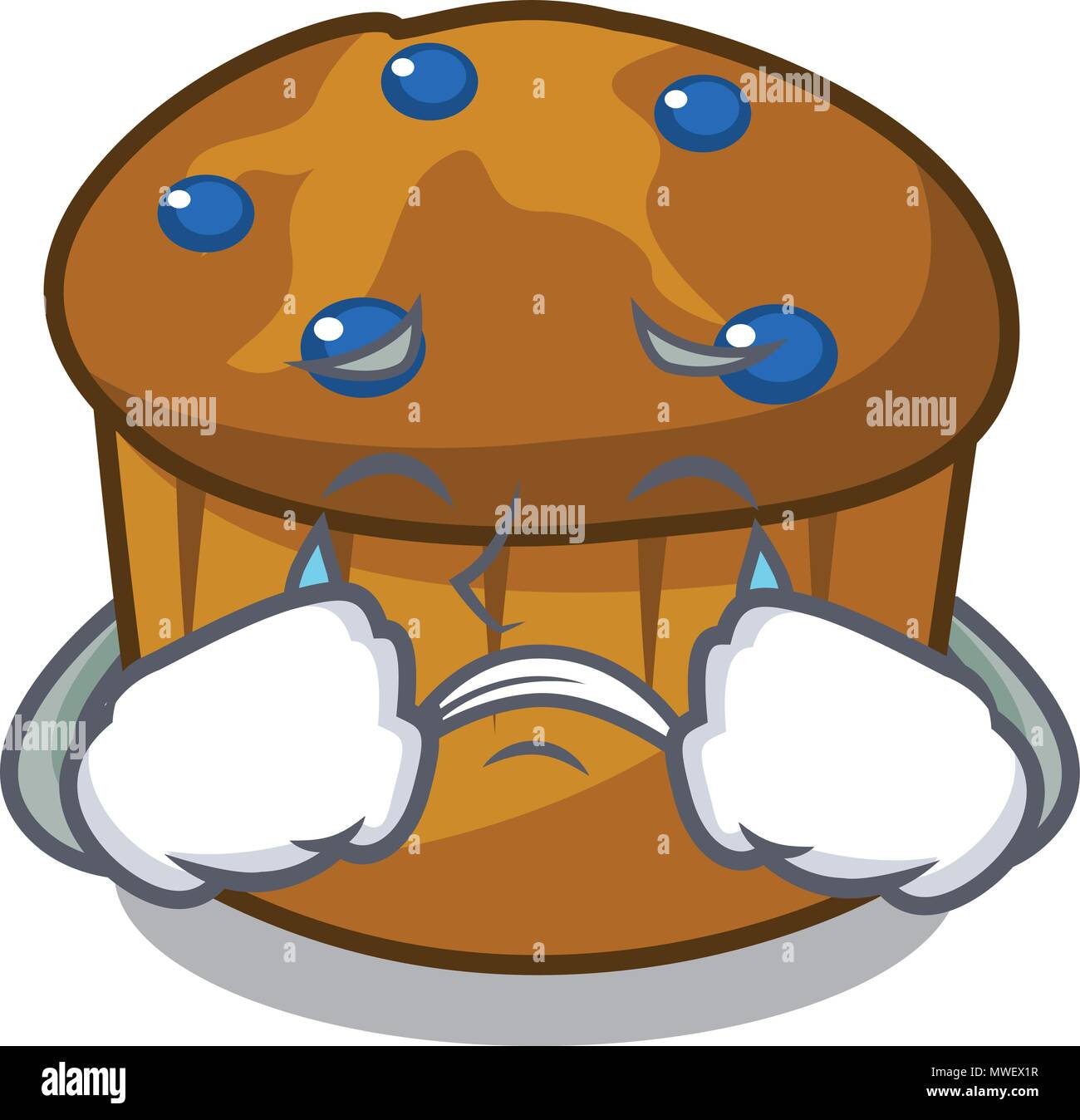 Crying mufin blueberry mascot cartoon Stock Vector Image & Art - Alamy