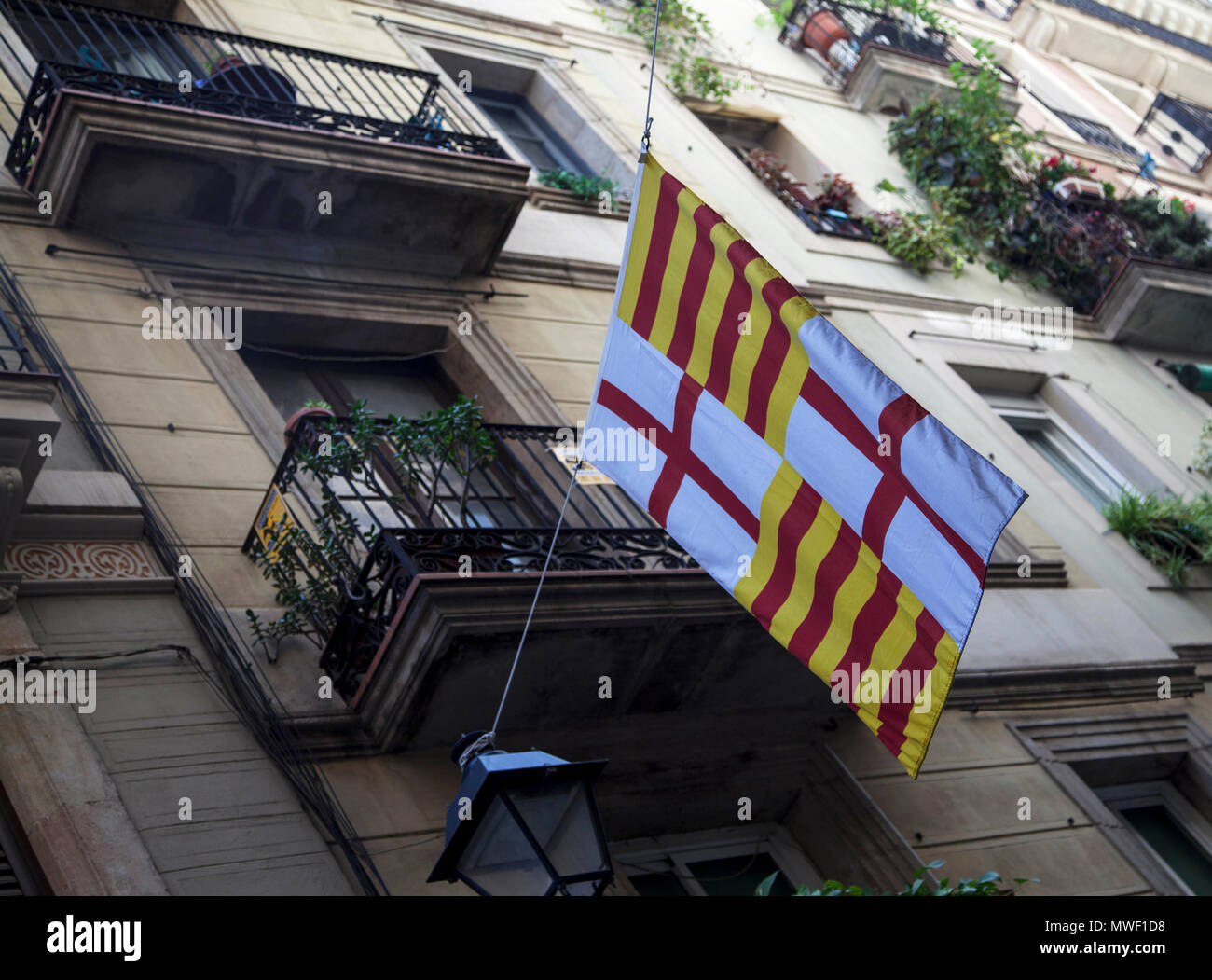 Flag of the City of Barcelona St GeoreCatalonia Spain Stock Photo - Alamy