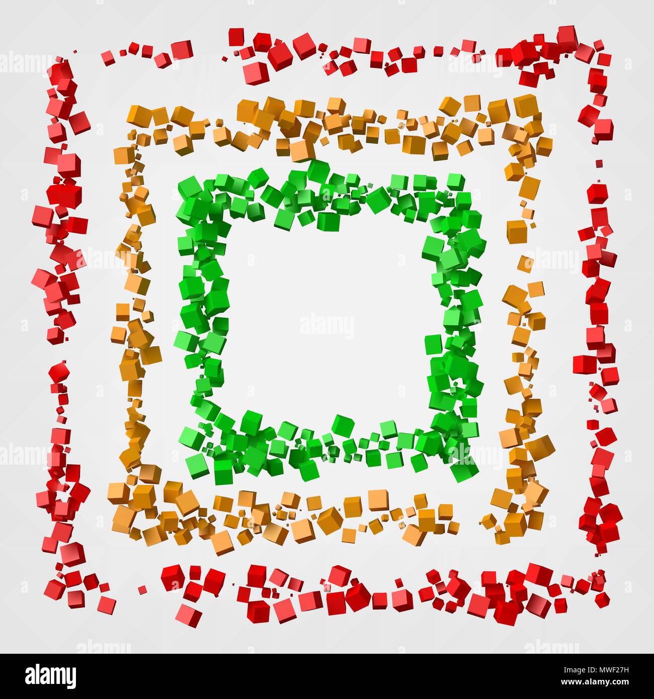 three different color frames shaped by cubes. 3d style vector ...