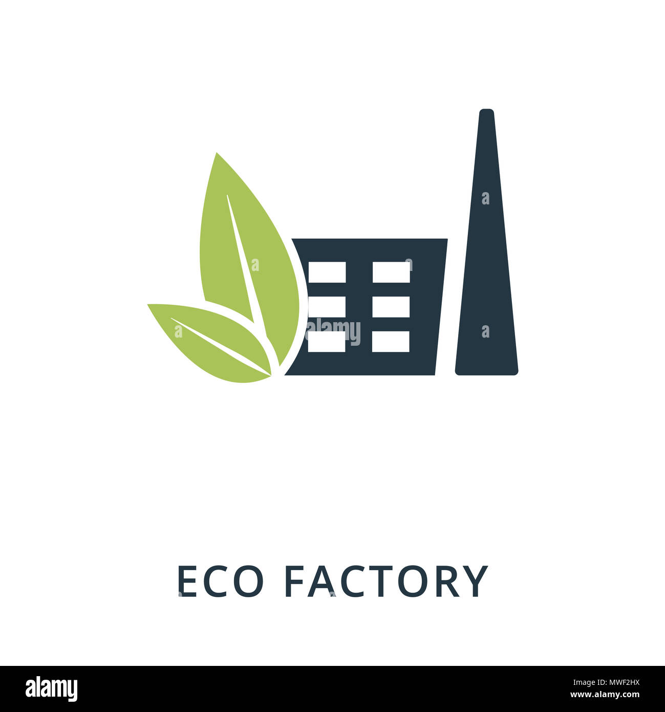 Eco Factory icon. Flat style icon design. UI. Illustration of eco ...
