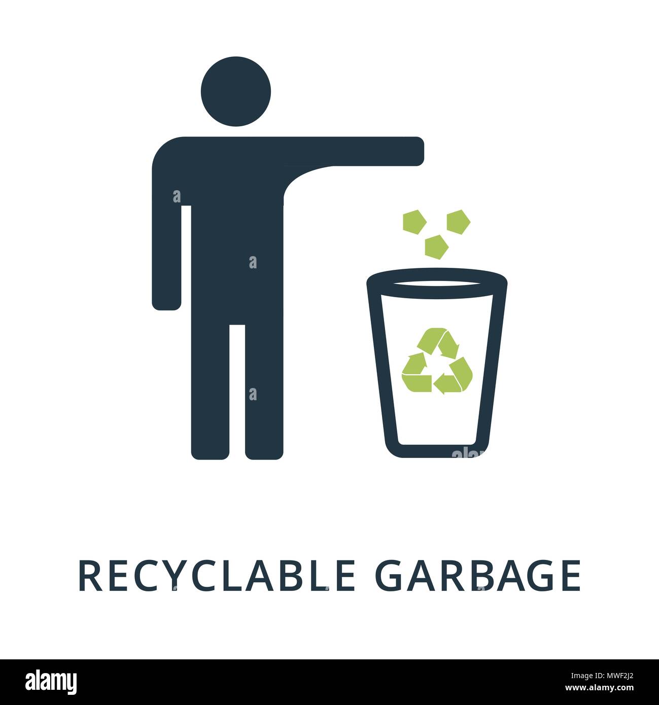 Recycling garbage icon. Flat style icon design. UI. Illustration of ...
