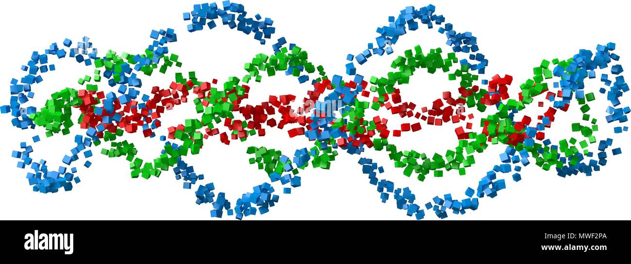 DNA like spiral forms with cubes. 3d style vector illustration Stock ...