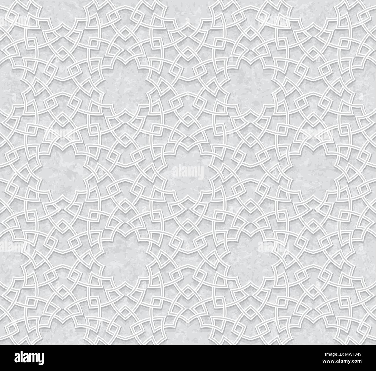 Arabesque Pattern with Grunge Light Grey Background, Vector ...