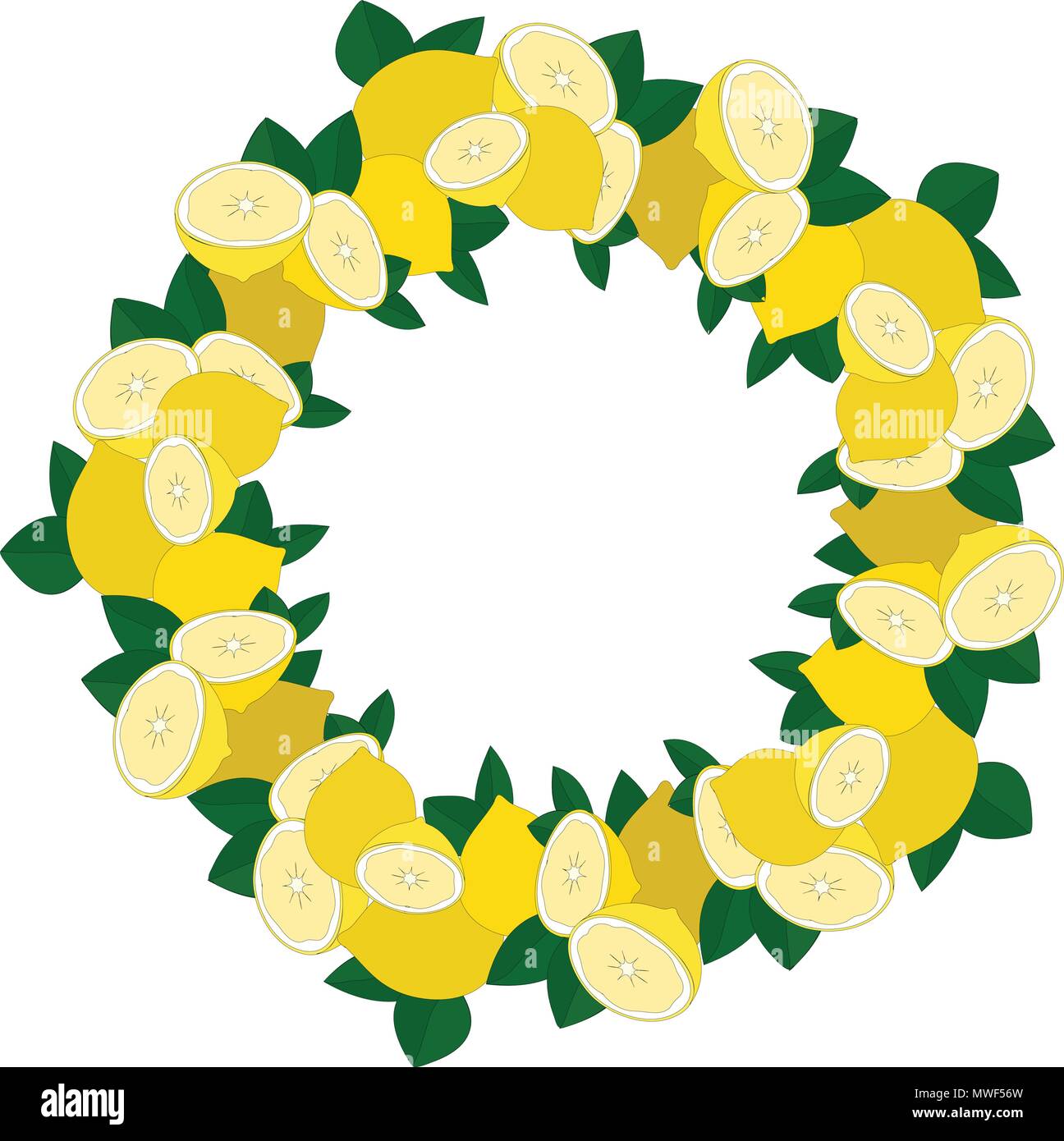 Circle frame with Vector lemon illustration. Concept illustration for ...