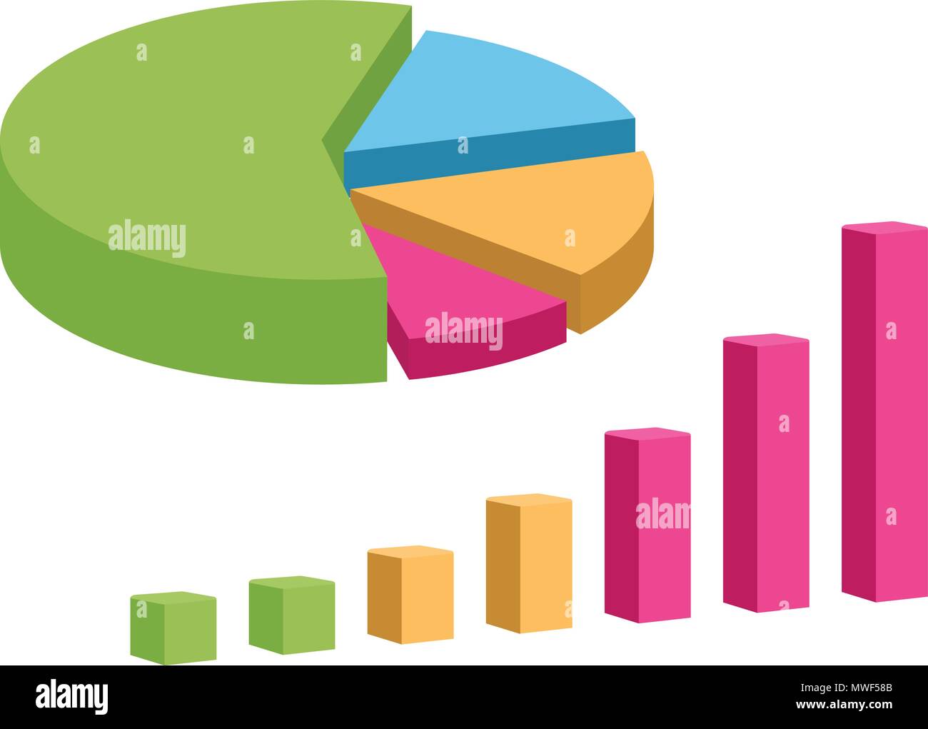 Business data market elements pie chart diagram and graph set isolated ...