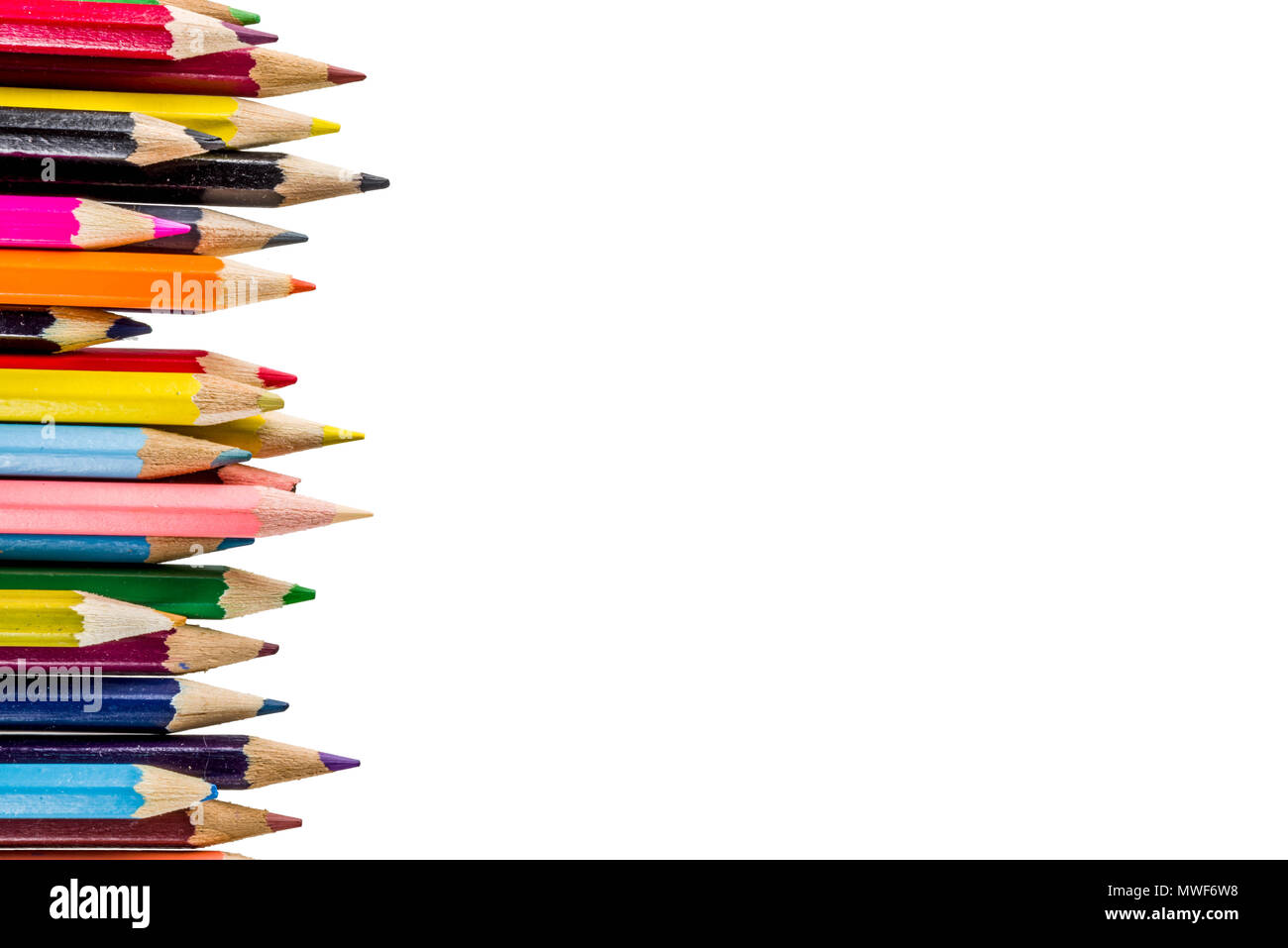 Back to school concept - color pencils isolated on white background ...