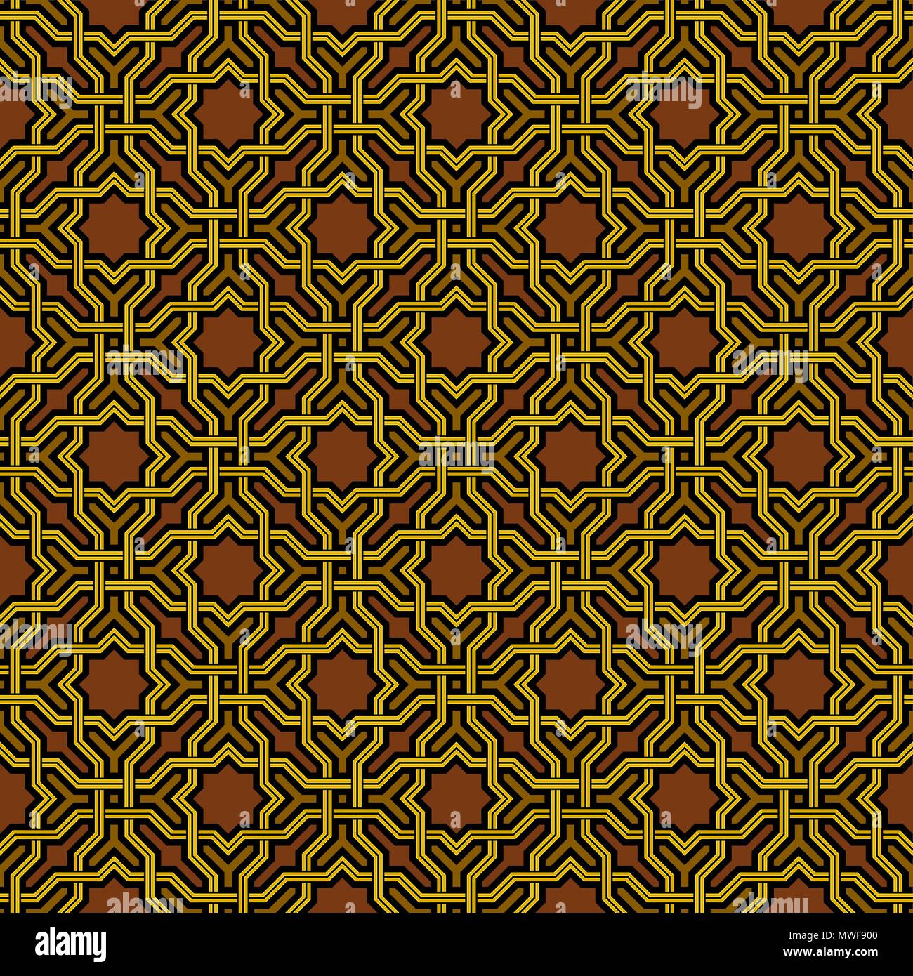 Arabesque pattern in Arabian style, Seamless vector background, Dark ...