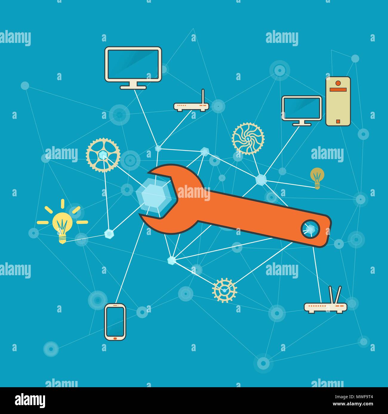 Network and IT services and repairs illustration Stock Vector Image ...