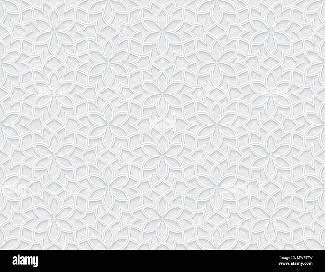 Arabesque Star Pattern with Grunge Light Grey Background, Vector ...