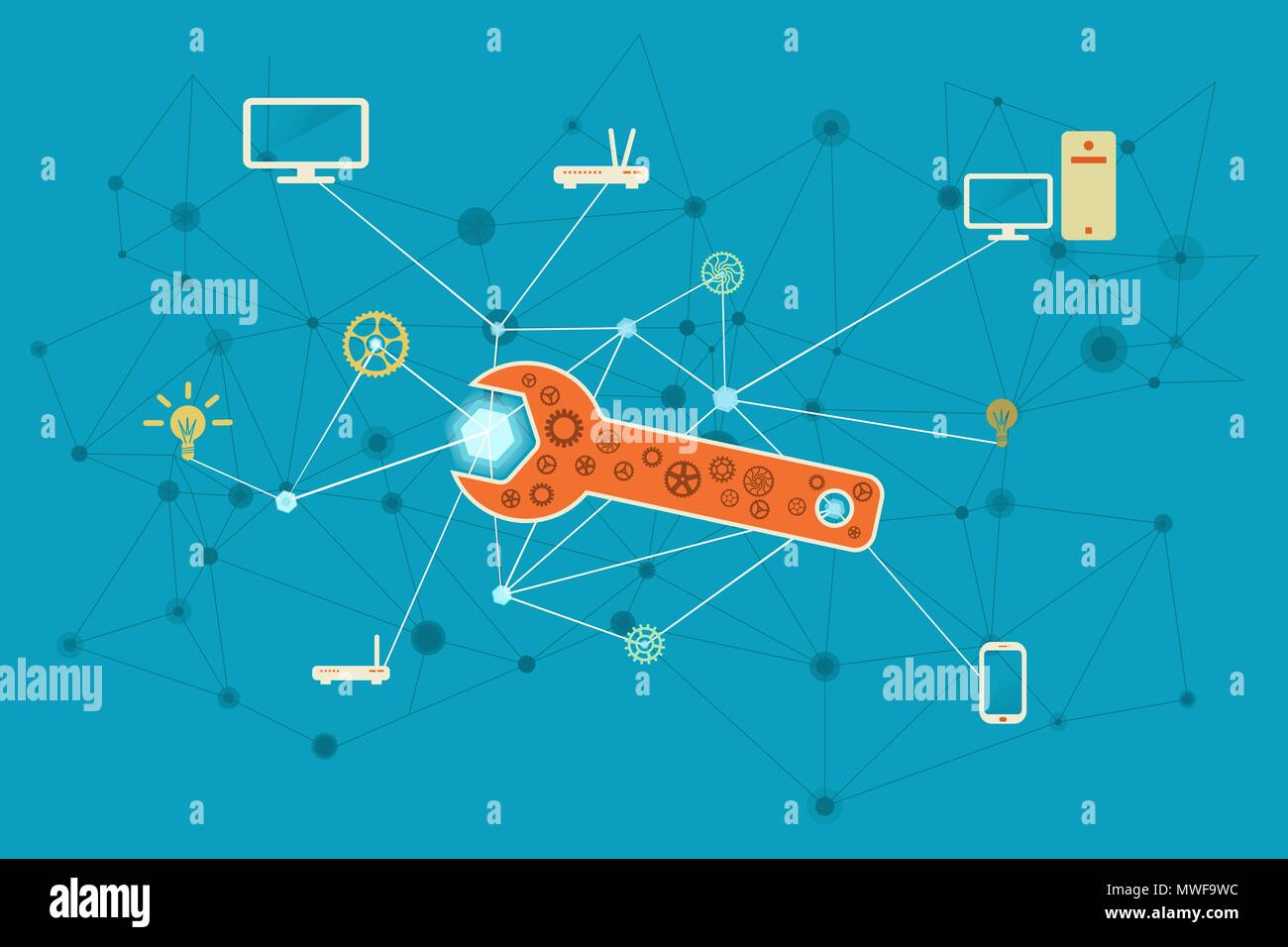 Connectivity problem solving for IT networks conceptual illustration ...
