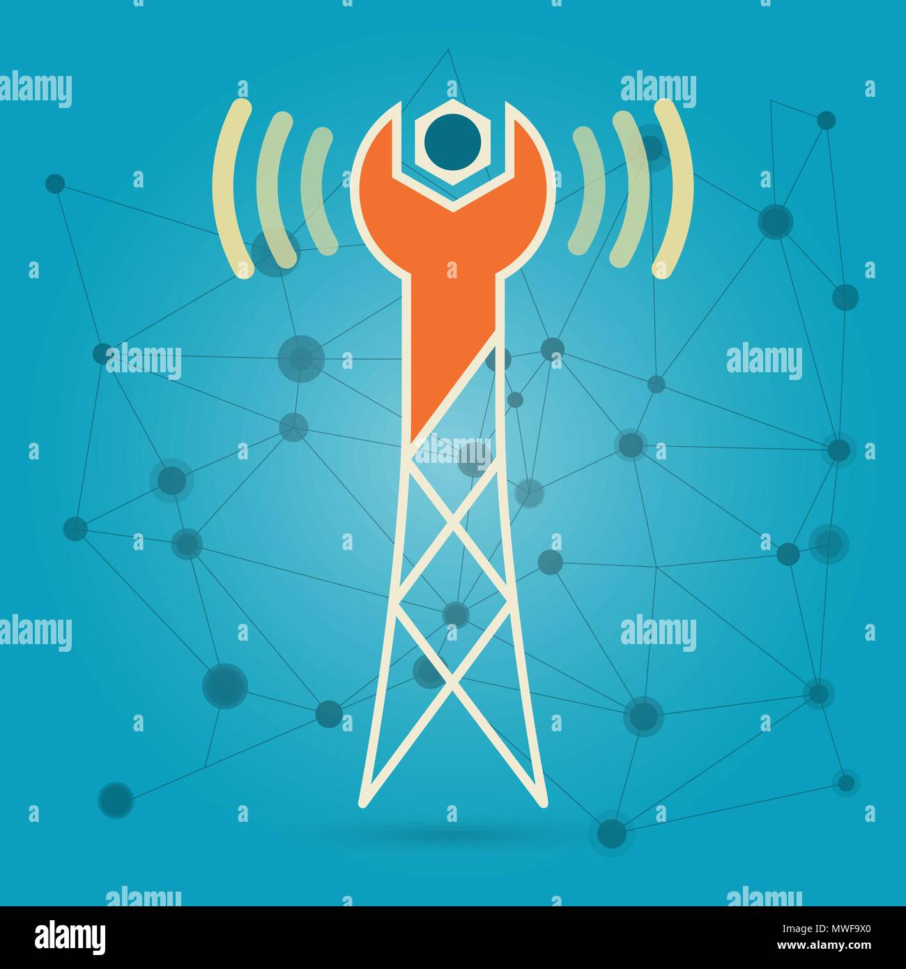 Wireless network repair creative conceptual logotype icon design Stock ...