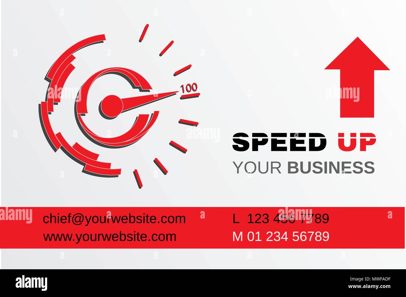Business card design with creative stylized speedometer and graphic ...