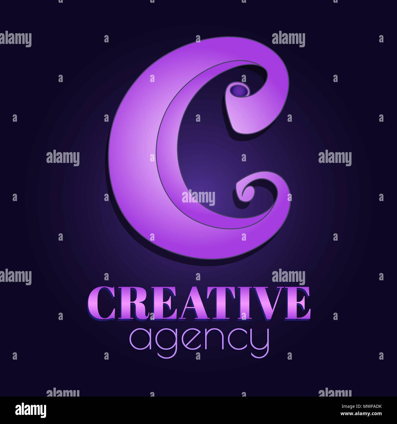 Glowing ultra violet letter C luxury brand logo design Stock Vector ...