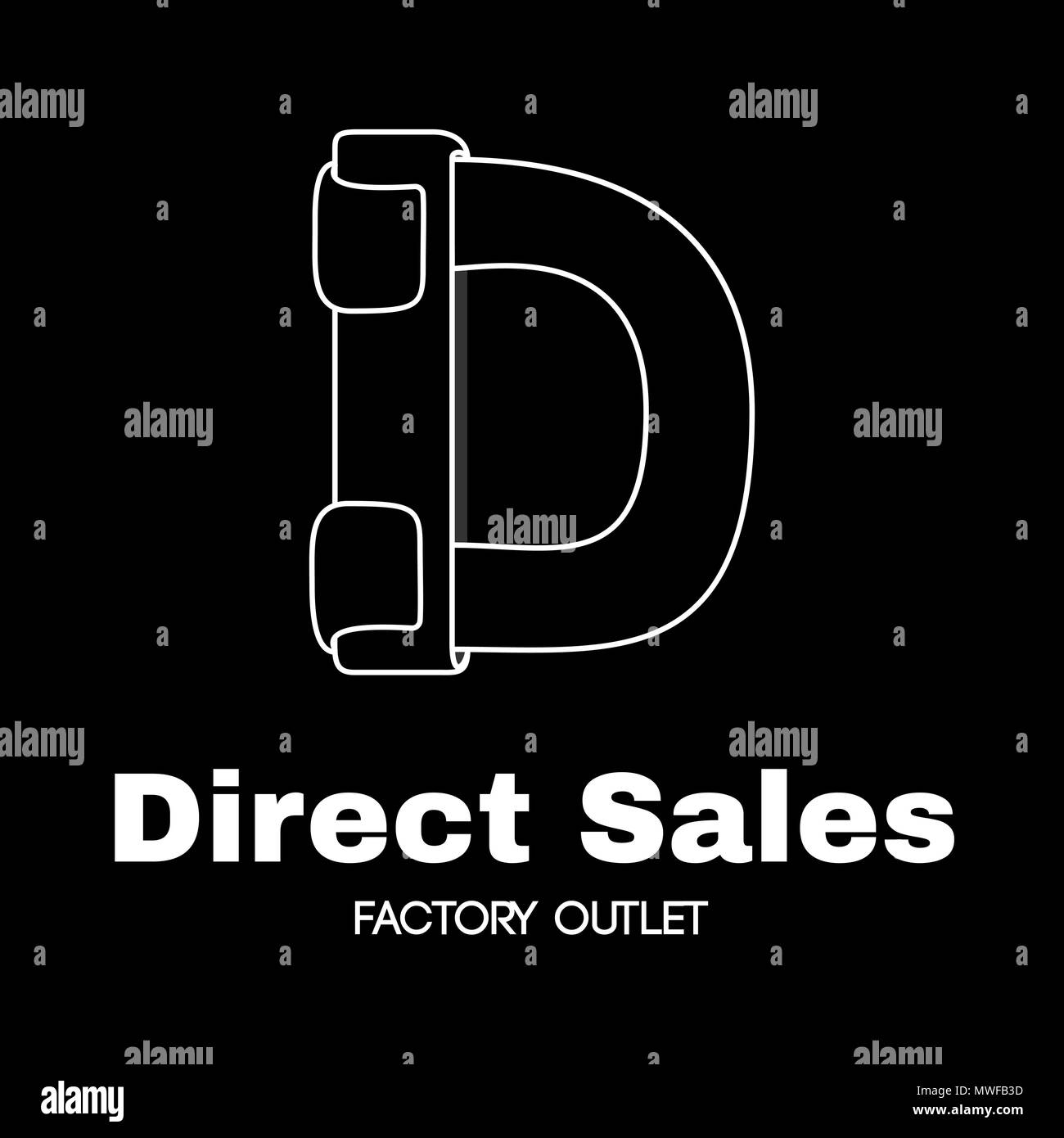 Direct Sales stylized capital letter D logotype design in black and ...