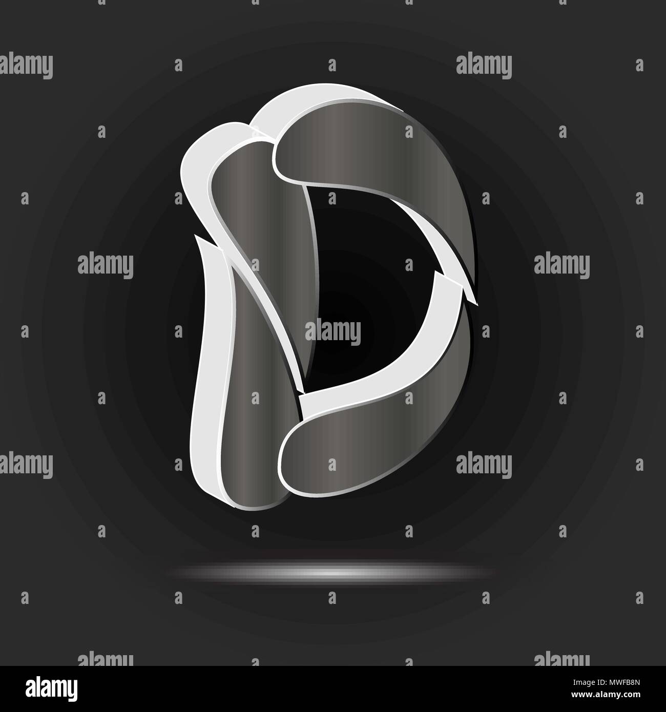 3D stylized letter D suspended in air - creative logotype design in ...