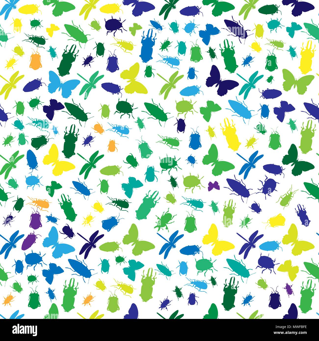 Seamless pattern with colorful insects - beetles, dragonflies ... Seamless pattern with colorful insects - beetles, dragonflies ...