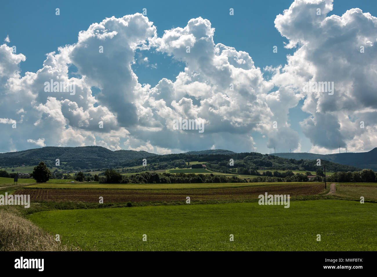 German countryside with forests, fields and meadows Stock Photo - Alamy