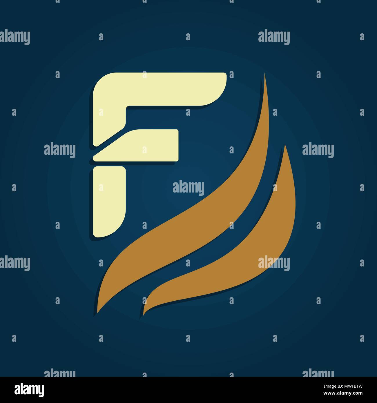 Abstract letter F logotype template design with curvy shapes Stock ...