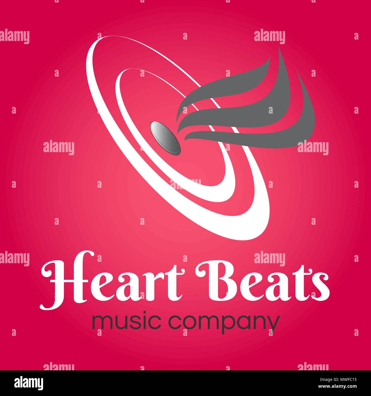 Stylized logotype for music theme - speaker with sound waves Stock ...