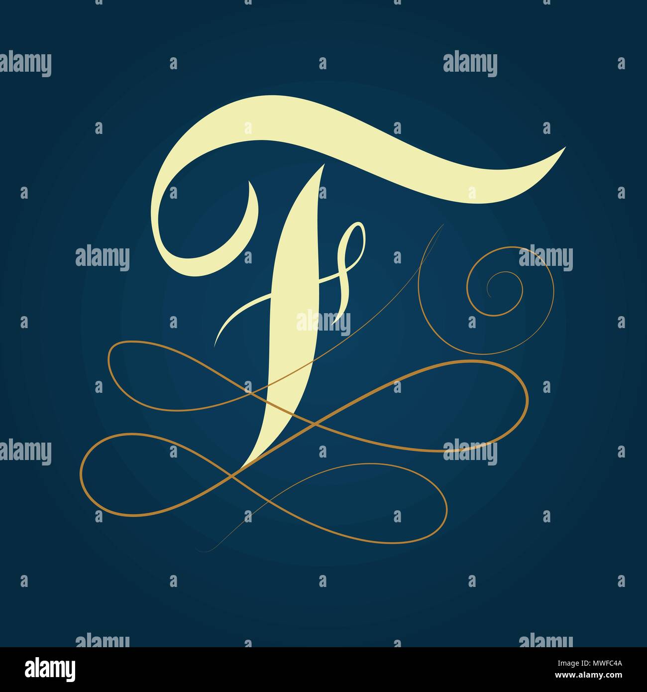 Letter F logotype design - calligraphy style with flourishes Stock ...