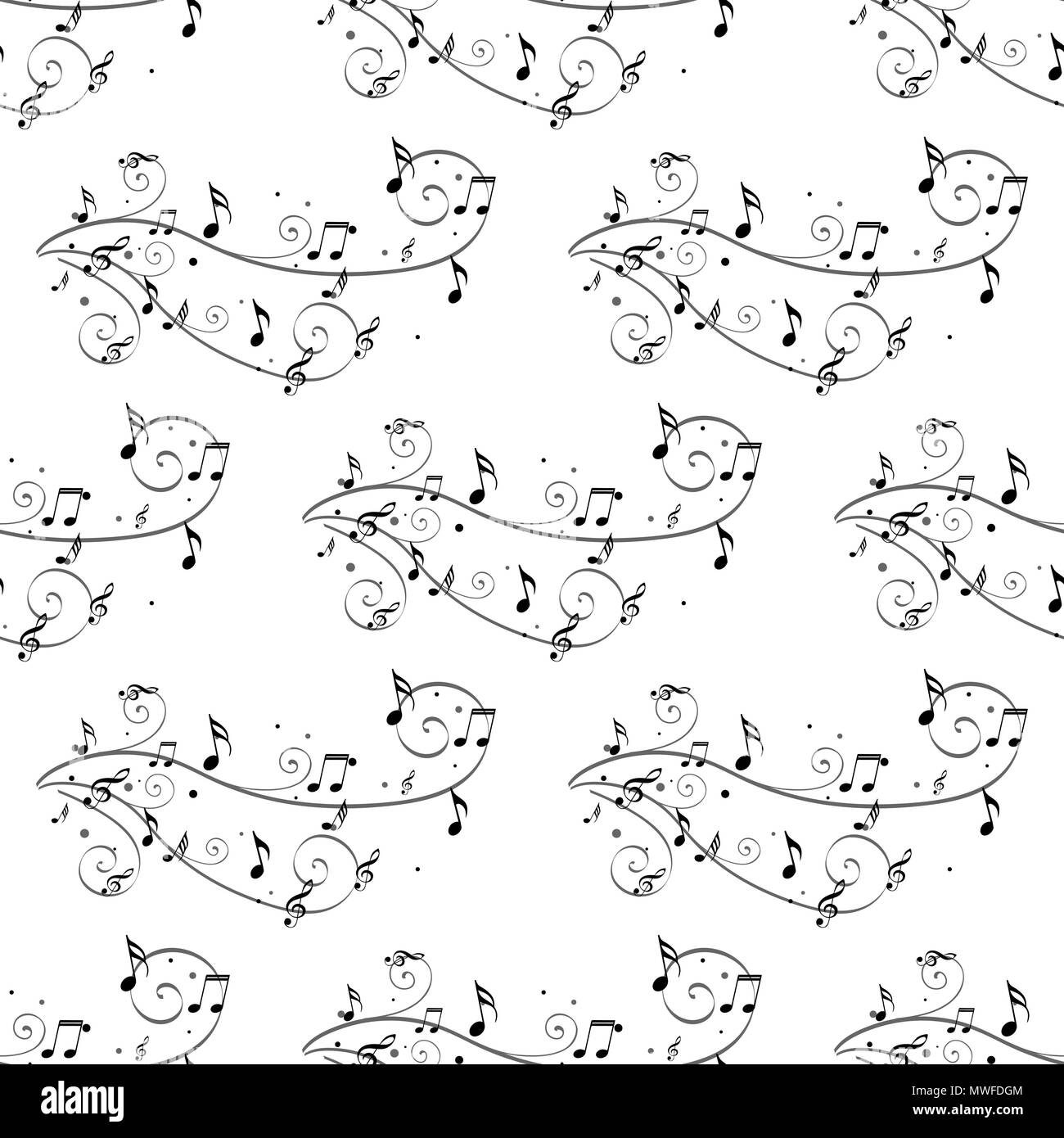 note pattern. vector seamless pattern musical notes, black and white ...