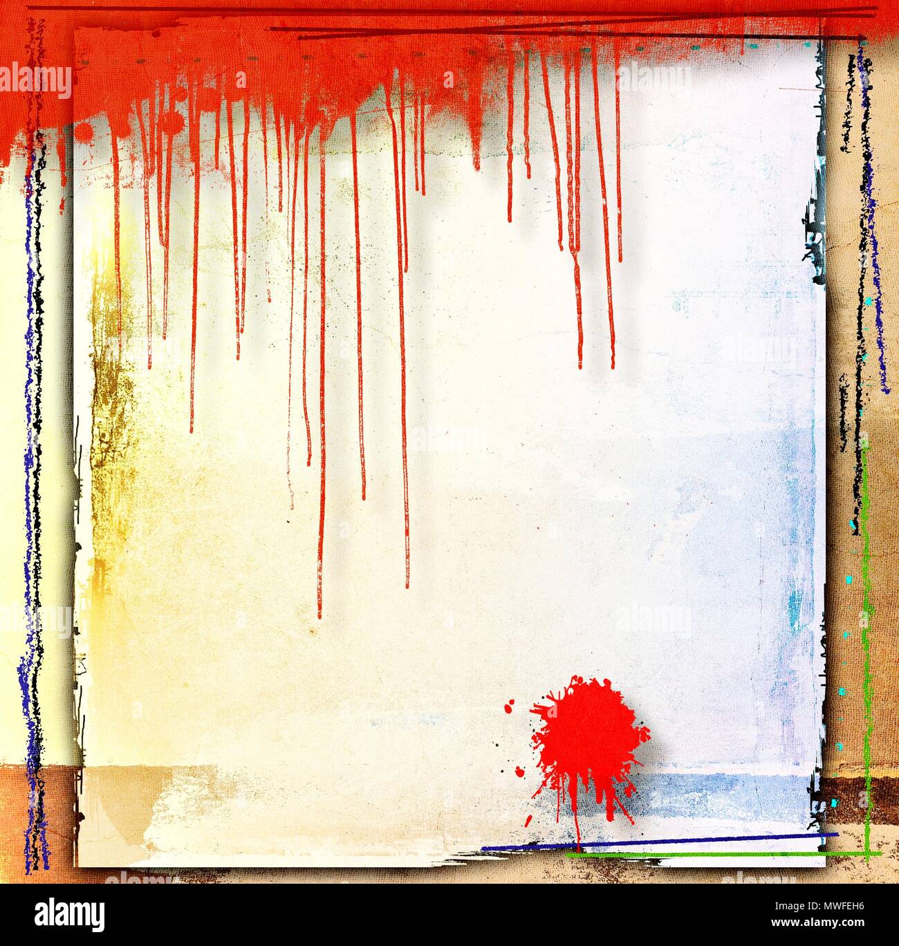 Grunge red dripping frame with copy space Stock Photo - Alamy