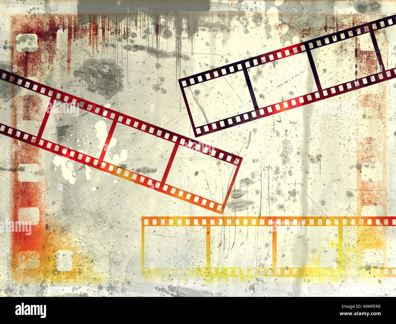 Retro red and yellow film strip frame or background Stock Photo - Alamy