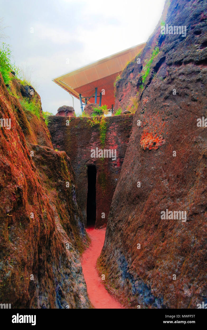 Path between Bete Amanuel and Bete Abba Libanos roch-hewn Churches at ...