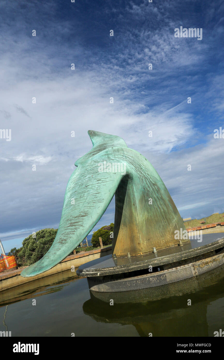 Whale tale statue in the centre of humans, garden tourist route, south ...