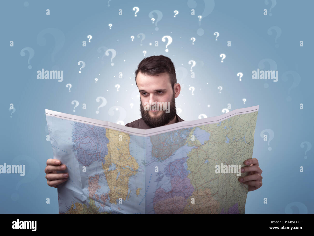 People map with question marks hi-res stock photography and images - Alamy
