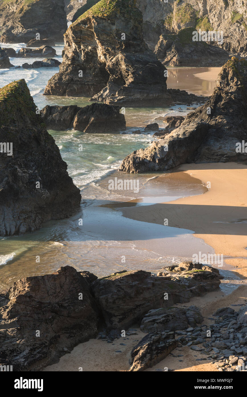 Beautiful dusk sunset landscape image of Bedruthan Steps rock stacks on ...
