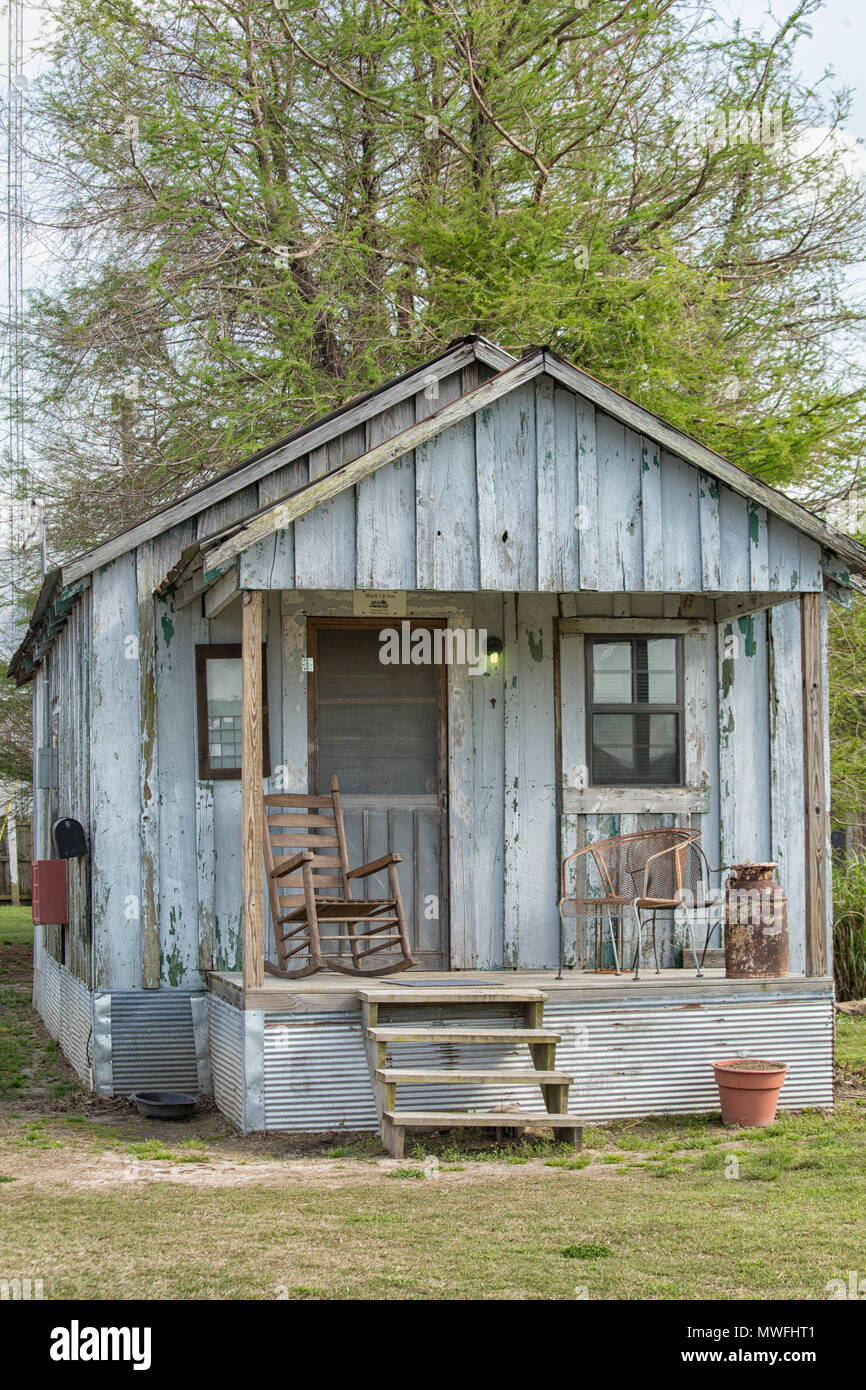 Small shack with rocking chairs on porch at the shack up inn ...