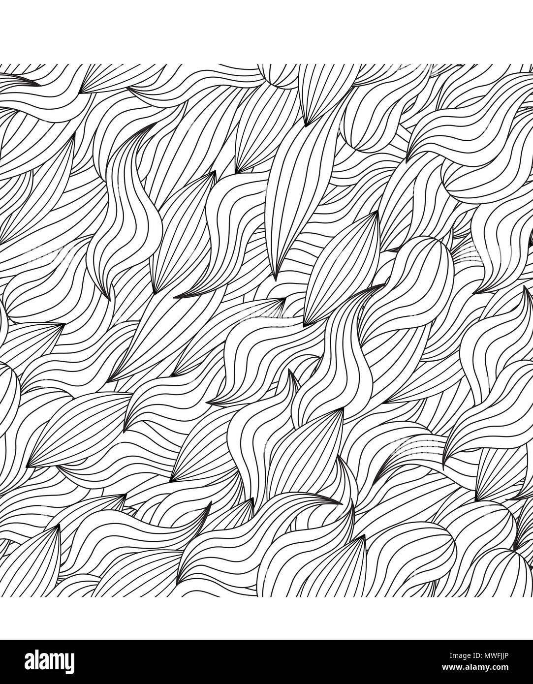 Seamless pattern with abstract waves. Zentangle inspired style ...