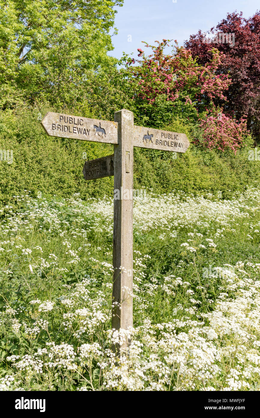A public footpath and bridleway right of way sign, England, UK Stock ...