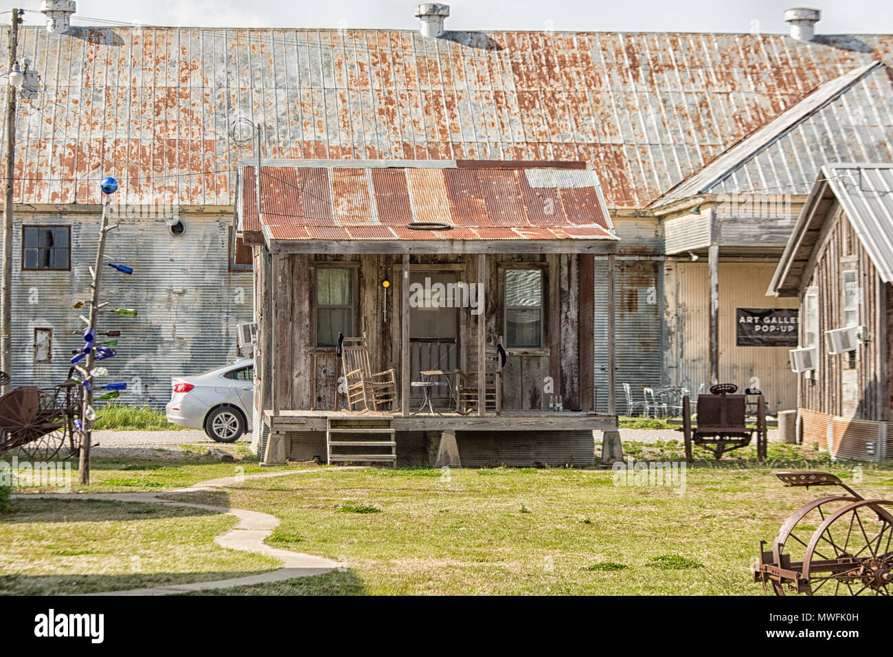 Small shack with rocking chairs on porch at the shack up inn ...