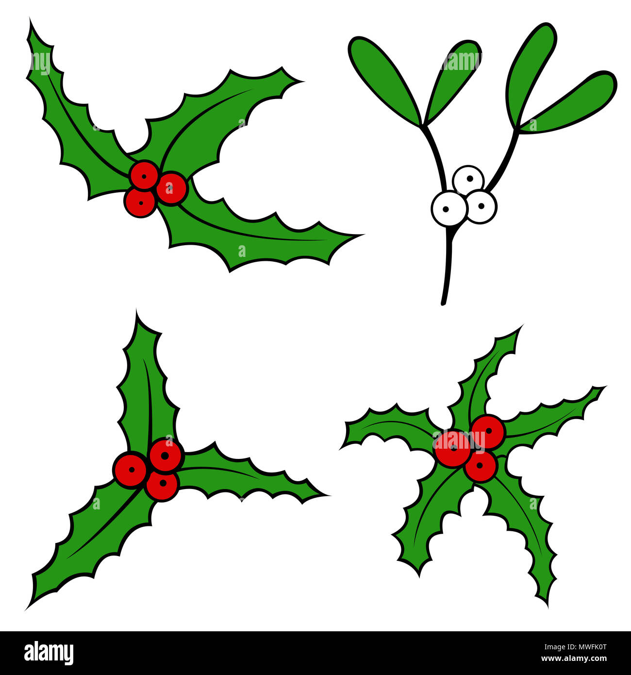 Set of different mistletoe isolated on white Stock Photo - Alamy