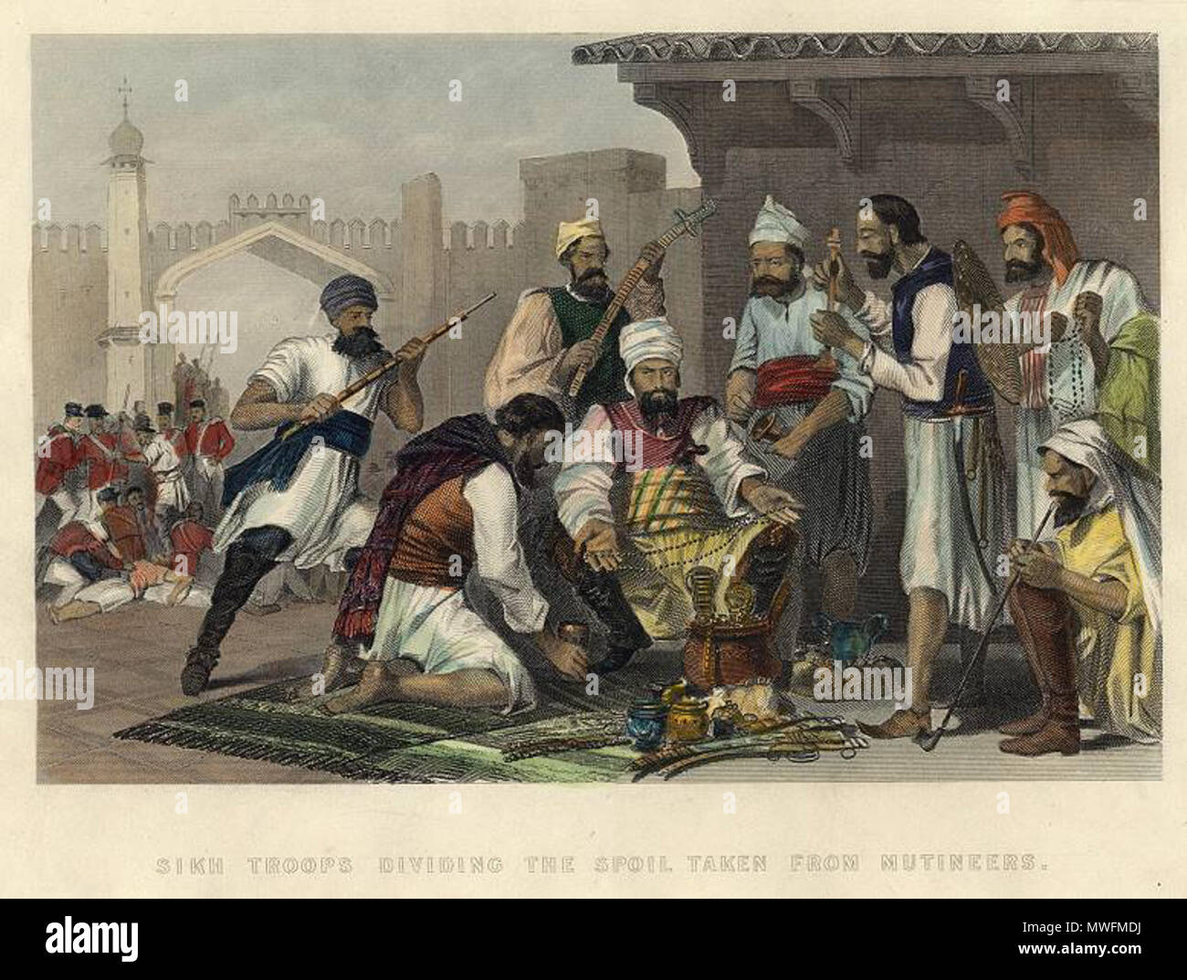 . English: 'Sikh Troops Dividing the Spoil Taken from Mutineers,' from ...