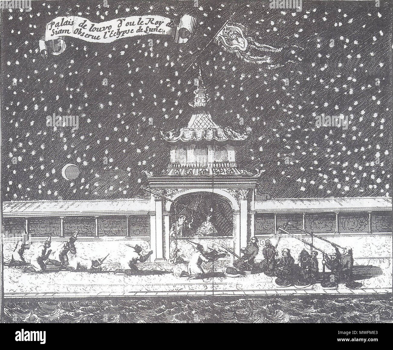 . English: King Narai and French Jesuits observing a lunar eclipse at ...