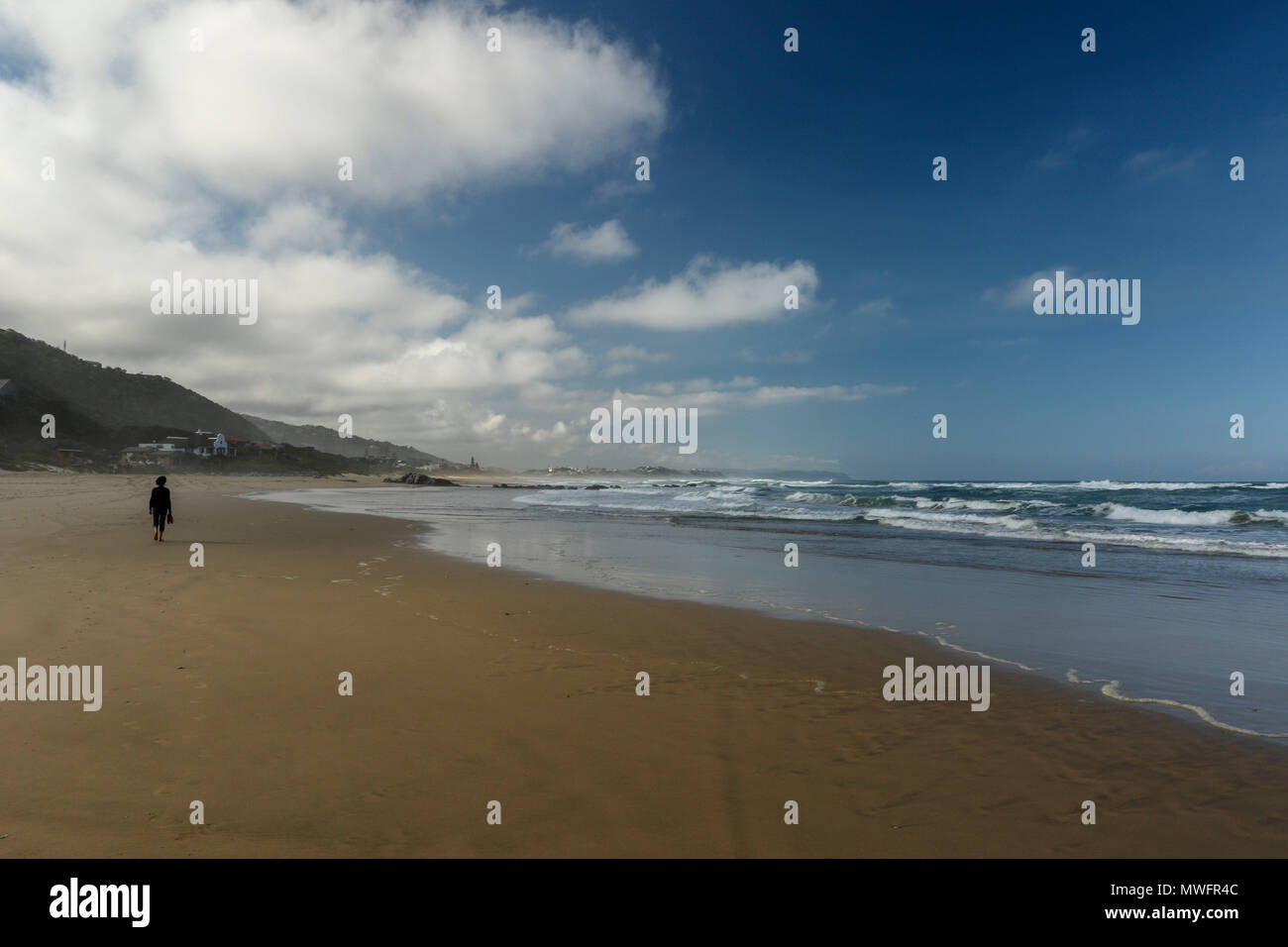 Holidaymaker on Wilderness beach, garden route, Wilderness, South ...