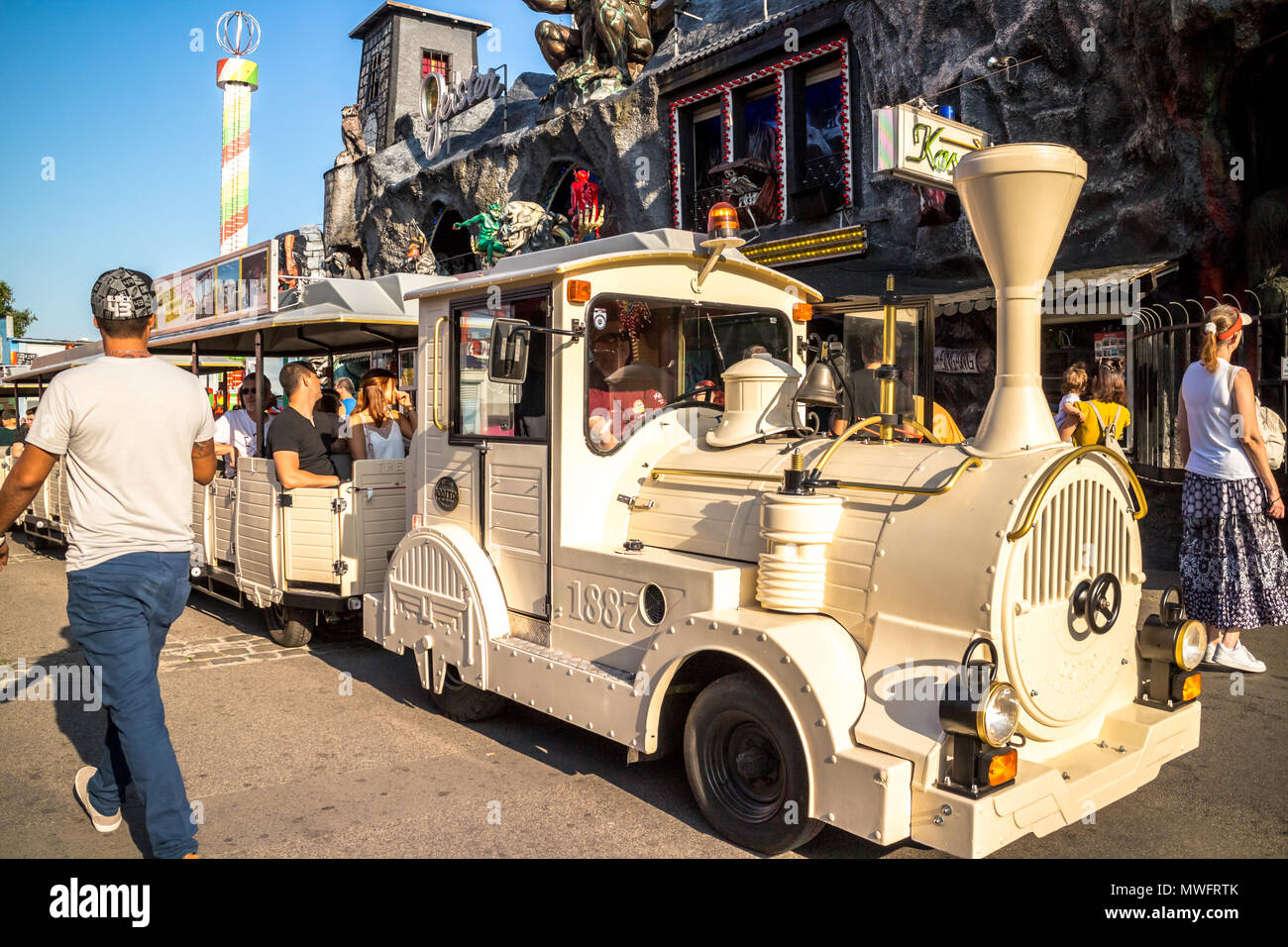 Vienna Austria May.26 2018, Prater Amusement park, people taking a ride ...
