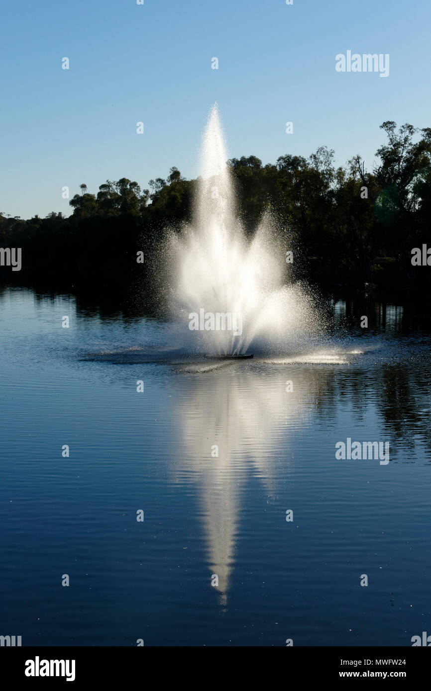 Water fountain on the Avon River, Northam, Western Australia Stock ...