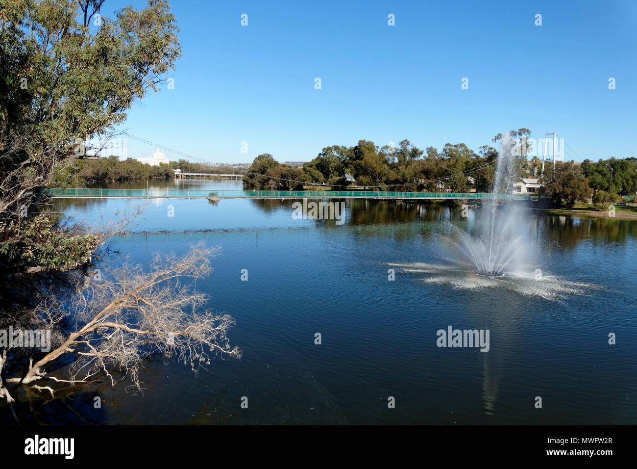 Water fountain on the Avon River, Northam, Western Australia Stock ...