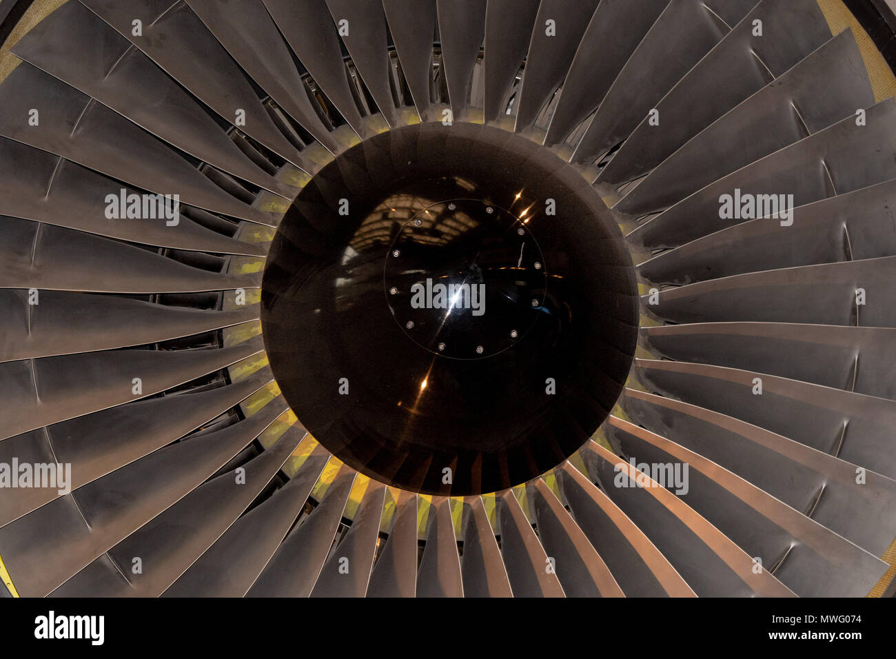 Airplane Jet gas turbine engine detail Stock Photo - Alamy