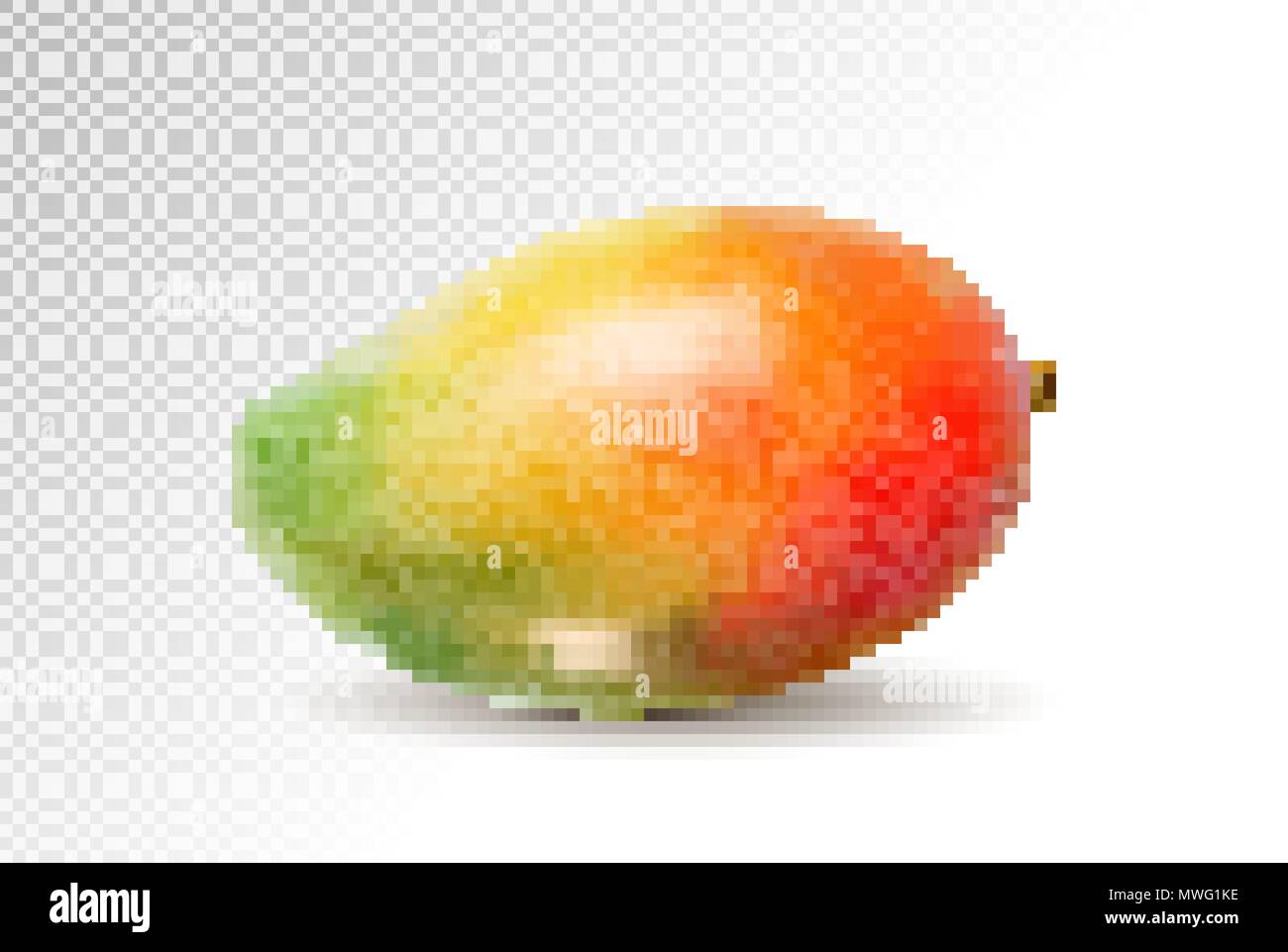 3D realistic orange red green mango on transparent background, mesh ...