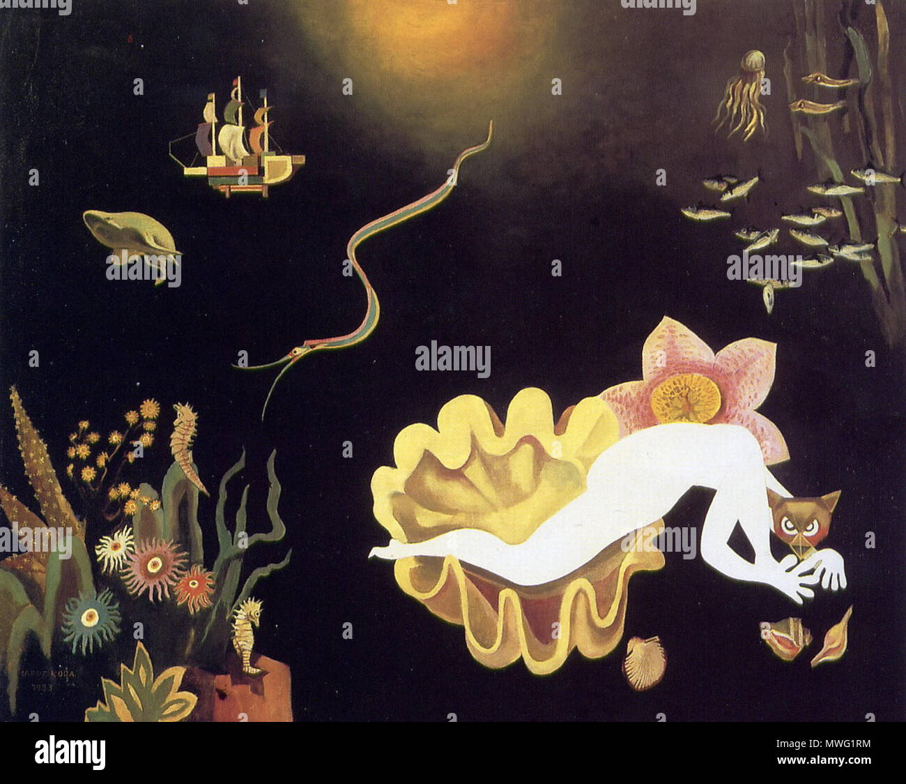 . English: Koga Harue: Scene in the Deep Sea, 1933, oil on canvas ...