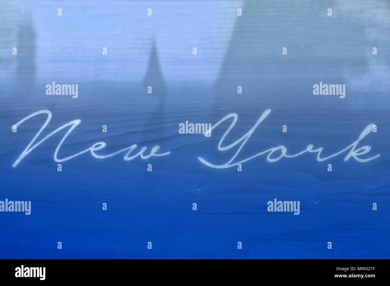 new york writing on blue background Stock Photo - Alamy
